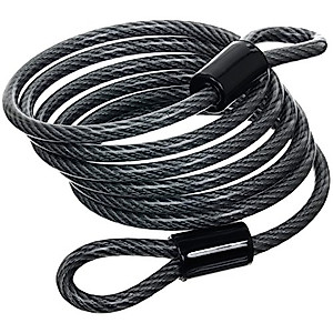 BRINKS - 6 ft x 1/4" Flexible Steel Loop Cable - Heavy Duty Vinyl Wrap for Corrosion Protection, Gray