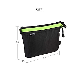 GOX Ultra Light Carry On Zipper Pouch Toiletry Bag Packing Sack Makeup Bag Digital bag (Black)