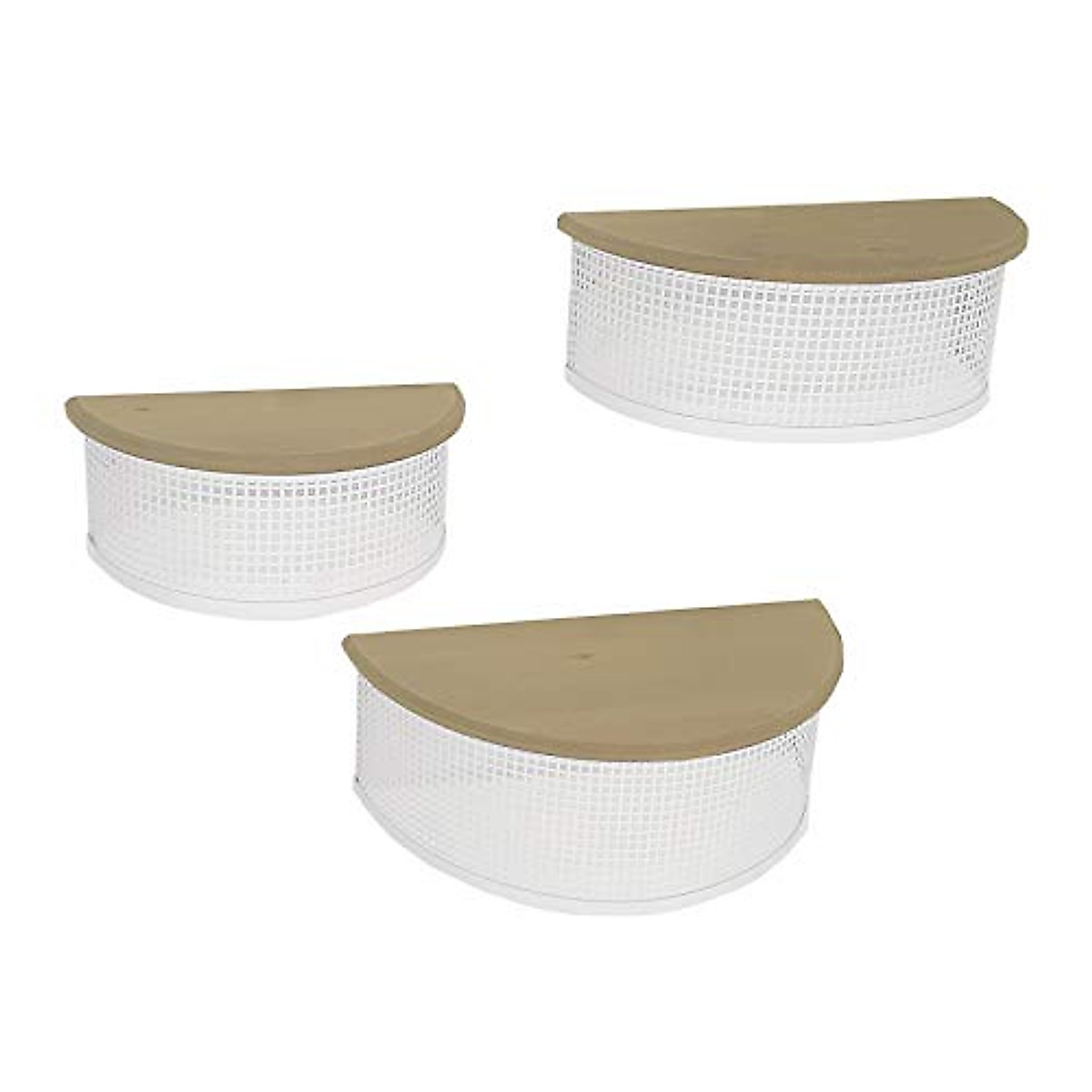 Admired By Nature Floating Wall Mounted, 3-Tier Wood Storage Shelves for Bedoom, Living Room, Kitchen, B. White (ABN5E112-WHT)