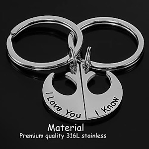 Kivosliviz Star Wars Couple Keychain Star Wars Gifts for Her Star Wars I Love You I Know Star Wars Jewlry for Women