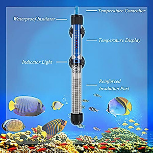 GMsound Aquarium Heater Submersible Fish Tank Water Heater Thermostat (100W for 15-45Gal)