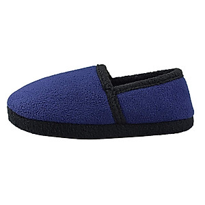 Tirzrro Big Boys' Winter Warm Slippers with Memory Foam Indoor Slip-on Shoes Size 6-7 US Dark Blue