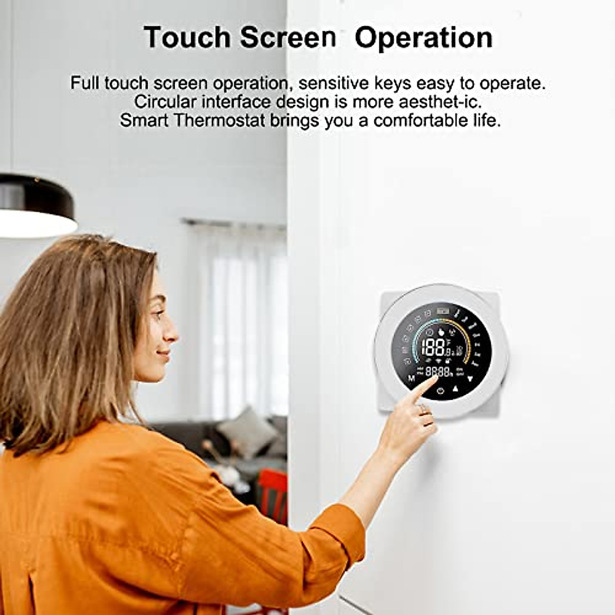 Tuya WiFi Smart Thermostat for Electric Heating Digital Temperature Controller Large L Display Touch Button Voice Control Compatible with Google Assist & Amazon Alexa/Xiaodu/Tencent