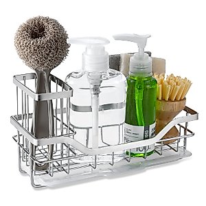 COCOBOSS Sink Caddy Kitchen Sink Organizer, Sponge Holder for Kitchen Sink Premium Stainless Steel Rustproof with Removable Drip Tray and Anti-Slip Bar - Silver(8.5 x 3.6 x 4.9 in)
