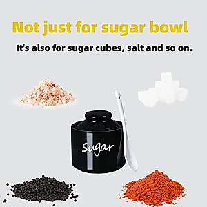 ONTUBE Ceramic Sugar Bowl with Lid and Spoon,Porcelain Sugar Pot,8oz (Black)