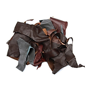 REED Scraps - 2 Pound Leather from Garment Cutting Mostly Black Color, 2 lb.