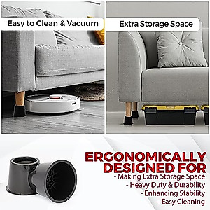 Utopia Bedding Bed Risers 3 Inch - 8 Pack - Round Furniture Risers with Top Anti-Slip Foam with Metal Plate & Bottom Rubber Pads - Bed Risers Heavy Duty for Sofa, Couch & Chair Lifts (Black)