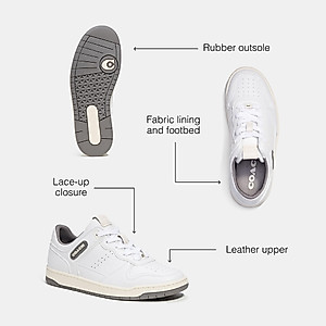 Coach Women's C201 Sneaker, Heather Grey/Optic White, 6.5