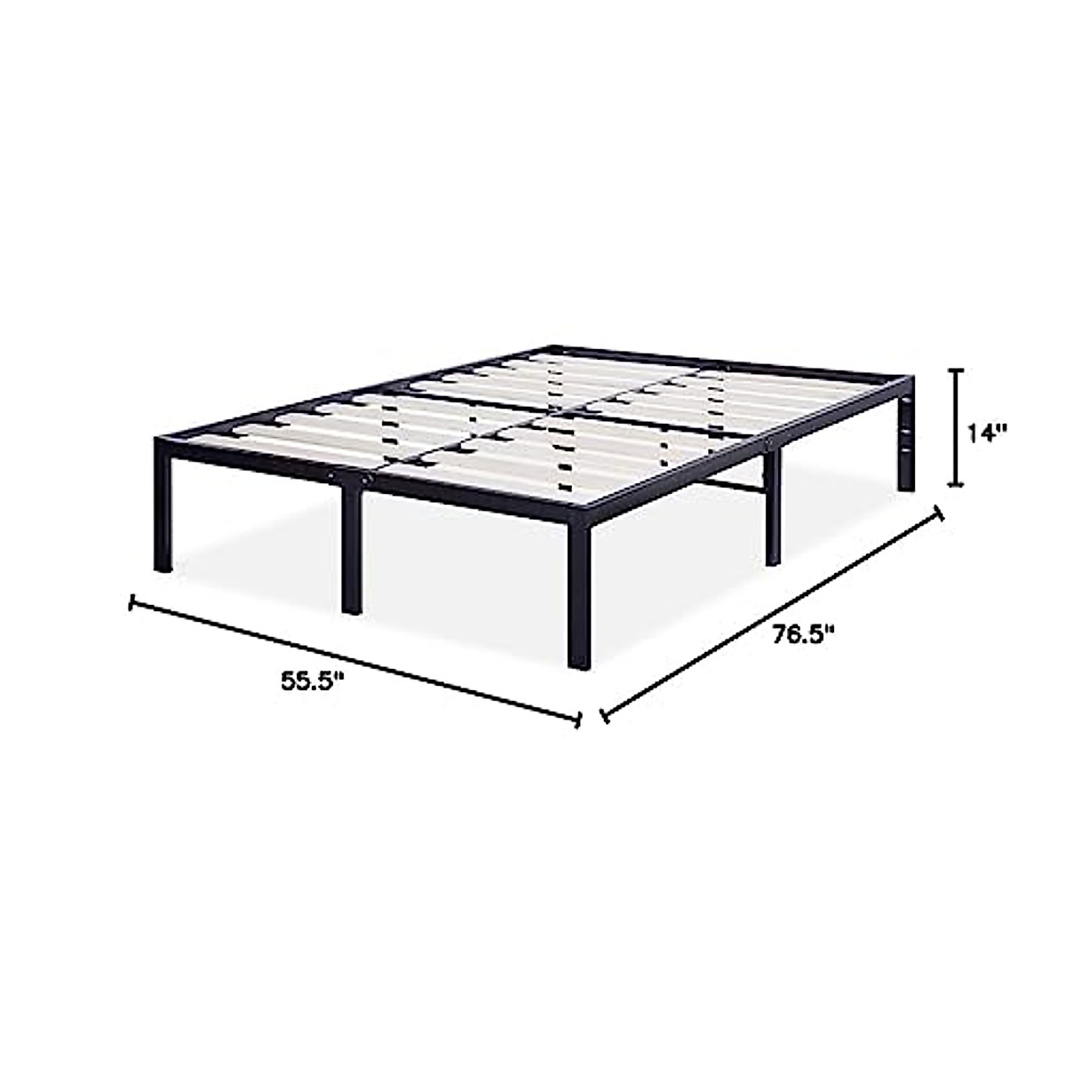 Olee Sleep 14 Inch Tall T-3000 Ultra Wood Slat Steel / Non-Slip Bed Frame