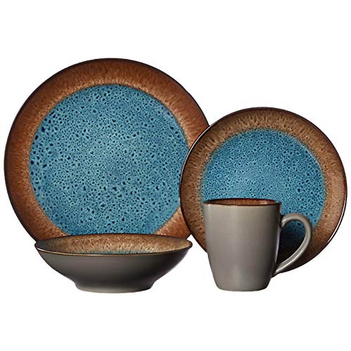 Pfaltzgraff 5239319 Monroe Blue 16-Piece Dinnerware Set, Assorted