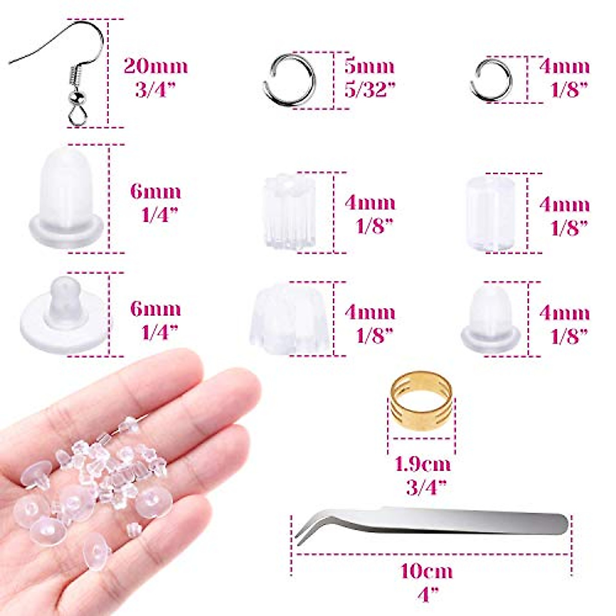 Earring Hooks, Anezus 1900Pcs Earring Making Supplies Kit with Jewelry Hooks, Fish Hook Earrings, Earring Backs, Jump Rings for Jewelry Making and Earring Repair,Gifts for Women