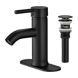Black Bathroom Faucet Single Handle Bathroom Sink Faucet with Pop-up Drain Rv Lavatory Vessel Faucet Basin Mixer Tap with Deck Plate
