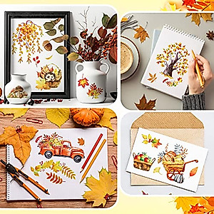 Satinior 16 Sheets Fall Rub on Transfers for Crafts and Furniture Maple Leaf Pumpkin Stickers Rub on Decals for Scrapbook DIY Wood Fabric Journal Dairy Envelope 5.9 x 5.9 Inch