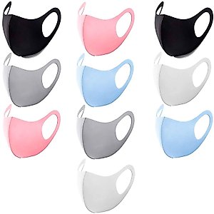 10 PACK Face Covers with Elastic Ear Loop Cover Full Face Anti-Dust, Unisex, Washable and Reusable for Men and Women, soft on the face and skin (Colorful)