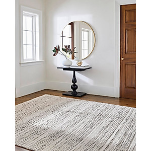 Mark&Day Wool Rugs, 5x7 Marie Global Cream Area Rug, White Black Carpet for Living Room, Bedroom or Kitchen (5' x 7'6")