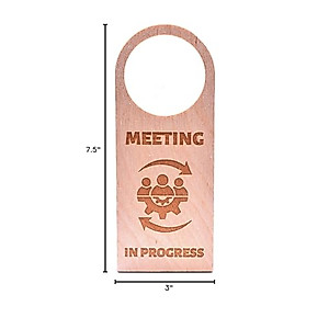Meeting in Progress, Do Not Disturb Sign, Door Hanger - Engraved in Plywood