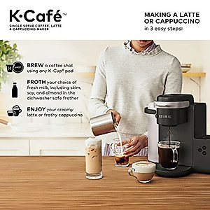 Keurig K-Cafe Single-Serve K-Cup Coffee Maker, Latte Maker and Cappuccino Maker, Comes with Dishwasher Safe Milk Frother, Coffee Shot Capability, Compatible With all Keurig K-Cup Pods, Dark Charcoal