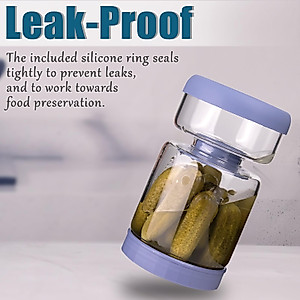 Homnoble Pickle Jar with Strainer Flip for Pickle Juice Separator from Wet and Dry, Upgrade Food-grade ABS Lid and BPA Free Hourglass Pickle Jar for Airtight Food Storage, Haze Blue