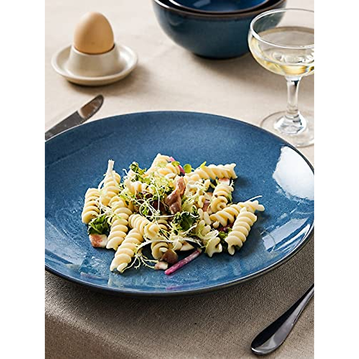 LE TAUCI Salad Plates 8.5 Inch, Ceramic Dessert Plate Set, Kitchen Serving Dishes for Housewarming Thanksgiving Christmas, Microwave Oven Safe - Set of 6, Reactive Glaze, Ceylon Blue