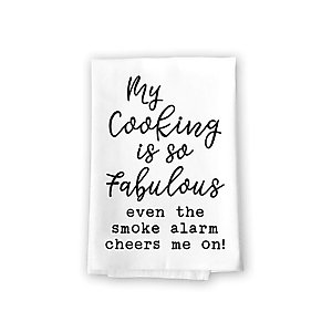 Honey Dew Gifts Funny Kitchen Towels, My Cooking is so Fabulous Flour Sack Towel, 27 inch by 27 inch, 100% Cotton, Highly Absorbent, Multi-Purpose Kitchen Dish Towel
