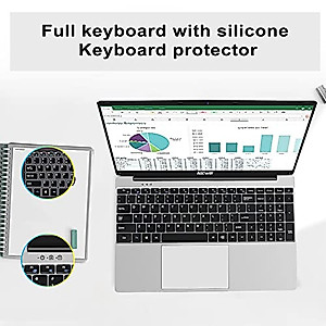 Ruzava/Aocwei 15.6" Laptop 6GB DDR4 128GB SSD Intel J4105 (Up to 2.5Ghz) 4-Core Win 10 PC 1920x1080 FHD Dual WiFi BT 4.2 Support 1TB SSD Expand with Wireless Mouse for Business-Silver