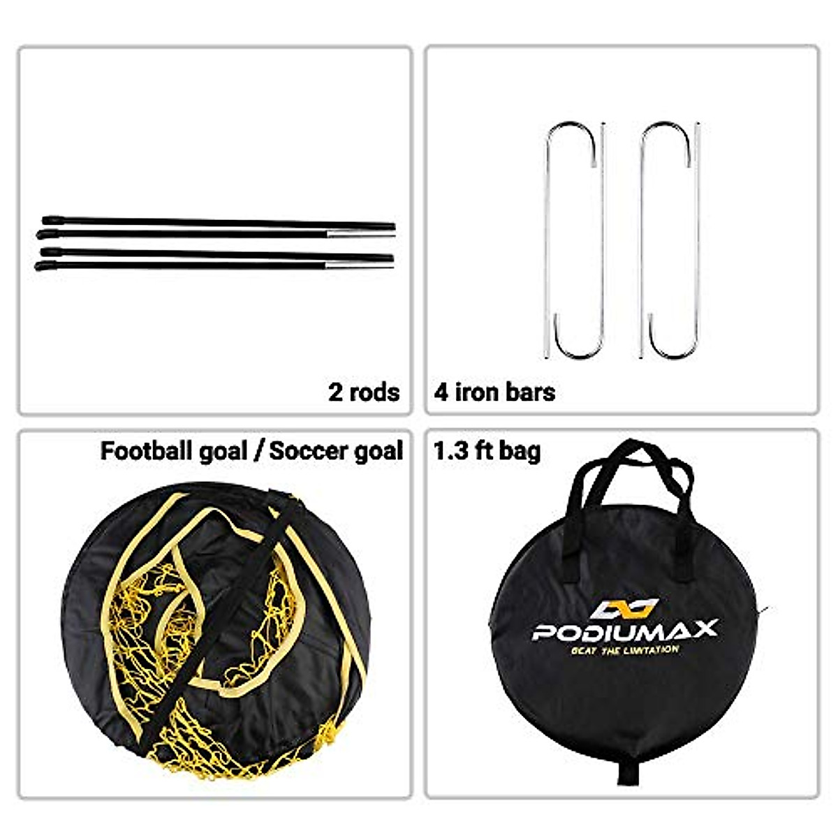 PodiuMax 2 in 1 Pop Up Soccer Goal - Indoor Outdoor Soccer Target Net for Improving Passing and Shooting Accuracy | Portable with Carrying Bag
