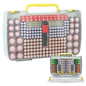 Large Capacity 269 Battery Organizer Storage Case with Tester, Double-Side Battery Holder Container for AA AAA AAAA C D 9V Lithium 3V CR123 CR2032 CR1632 18650 Batteries(Box Only) (Grey)