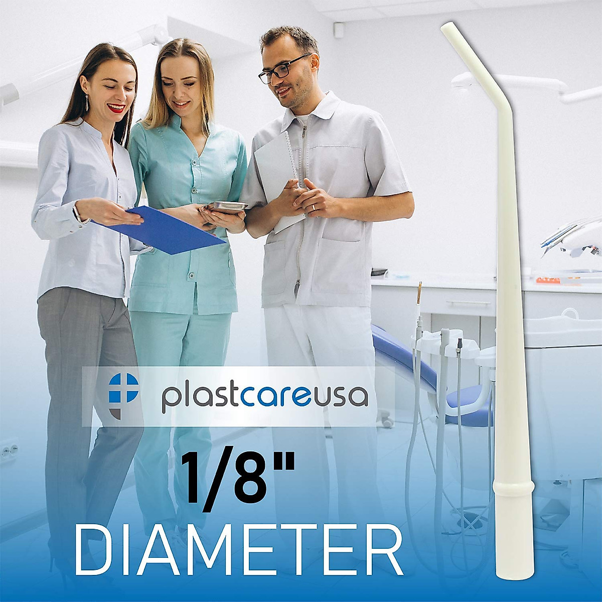 100 Dental Surgical Aspirator White Suction Tips, 1/8 Inch Diameter, 4 Bags of 25 Tips