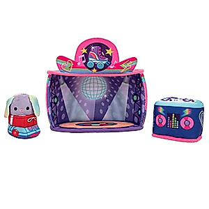 Squishville by Original Squishmallows Rock and Roller Disco Playset - Includes 2-Inch Danya The Bunny Plush, Roller Skates, DJ Booth, and Skating Rink Playscene - Toys for Kids
