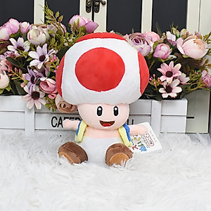 ZYPHYR Red Toad Plush - Sitting Mushroom Plush Cartoon Game Stuffed Toy Doll Gifts for Fans collectable