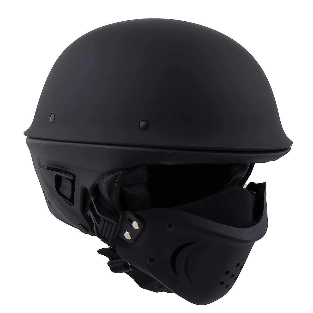 Milwaukee Helmets MPH9830DOT Rascal 3/4 Open Face Flat Black 2 in 1 Motorcycle Helmet Biker - Large