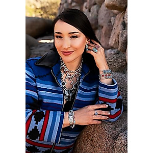 American West Sterling Silver Women’s Drop & Dangle Earrings Blue Turquoise Gemstone Floral Design