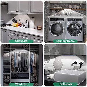 Motion Sensor Under Counter Lights 2 Pack Rechargeable, 30-LED Wireless Cabinet Lighting Magnetic Self-Adhesive, 180lm Ultra Thin Closet Light for Kitchen, Cupboard, Drawer, Stairs, Hallway, White