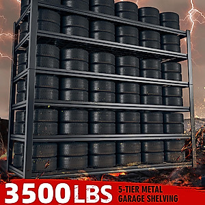 REIBII 84" H Garage Shelving, 6-Tier Garage Storage Shelves Heavy Duty Shelving Loads 3500LBS, 48" W Adjustable Garage Shelves Metal Shelving Storage Shelf Industrial Shelving 84" H x 48" W x 20" D