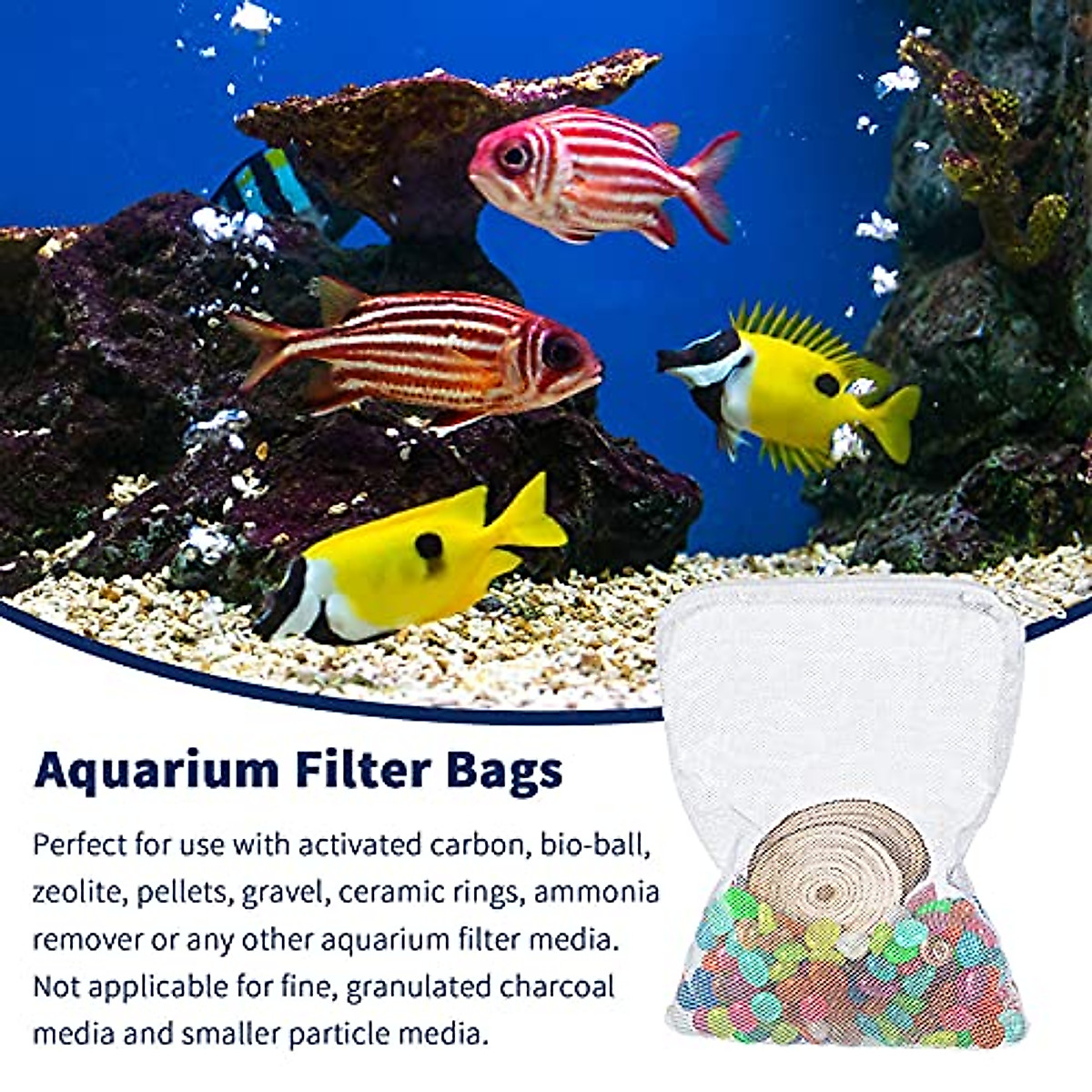 Shappy 20 Pieces Aquarium Filter Media Bags Fish Tank Filter Bag White Net Bag Fine Mesh Filter Bag with Zipper for Activated Carbon Biospheres Ceramic Rings Fresh or Saltwater Tanks