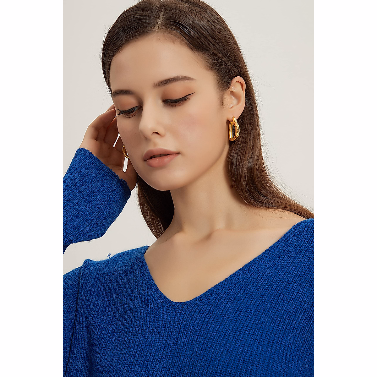 Gold Heart Earrings for Women Trendy Chunky Gold Hoop Earrings Hypoallergenic Earrings Thick Heart Hoop Earring Lover Valentines Day Great Mother Gifts