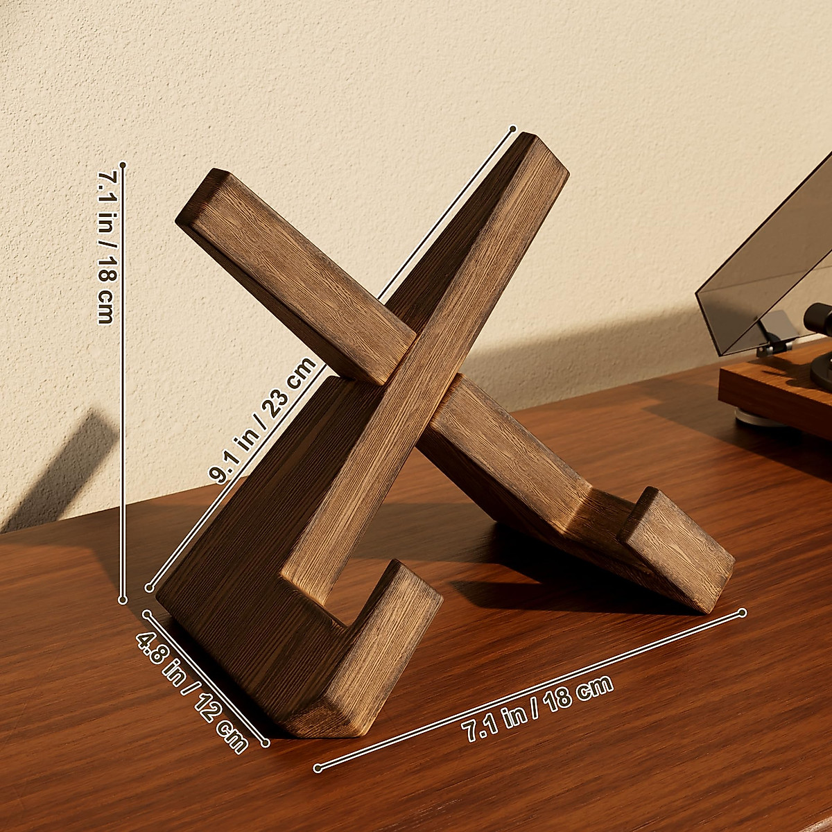 Now Playing Vinyl Record Stand, Premium Wood Retro Now Playing Record Holder, 1 Second Assemble Now Spinning Record Holder, Vinyl Records Albums, Wooden Vinyls Record Display, Magazine CD Holder