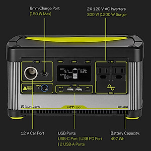 Goal Zero Yeti Portable Power Station - Yeti 500X w/ 497 Watt Hours Battery Capacity, USB Ports & AC Inverter - Rechargeable Solar Generator for Camping, Travel, Outdoor Events, (5th Gen)