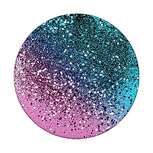 Cute Glam Aqua Blue Pink-Glitter Design PopSockets Swappable PopGrip