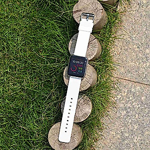 WOCCI 18mm Silicone Watch Band with Rose Gold Buckle, Soft Rubber Replacement Straps with Quick Release (White)