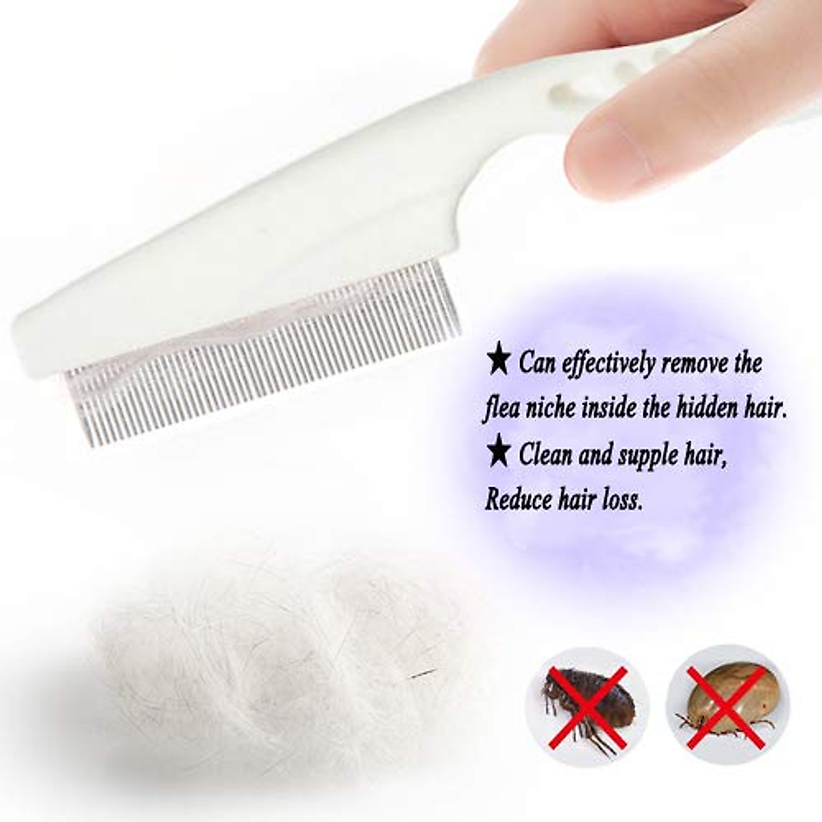 Cdycam Tear Stain Remover Combs, Professional Pet Stainless Steel Grooming Brush, Undercoat Rake and Flea Dog Cat Combs, Effectively Clean Mucus and Stains (4 Packs)