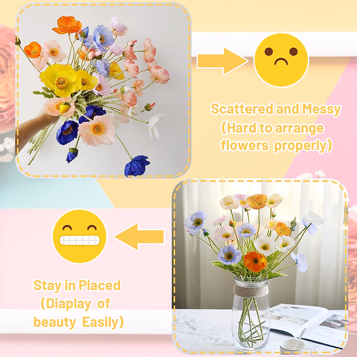 Cinvo Flower Mason Jar Insert Lid Metal Flower Organizer Frog Lid for Regular Mouth Mason Canning Jars Bouquet Easy Flower Arranging(6 Set Rings and Separate Lids)