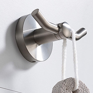 Kraus Elie Bathroom Robe and Towel Double Hook, Brushed Nickel Finish, KEA-18802BN