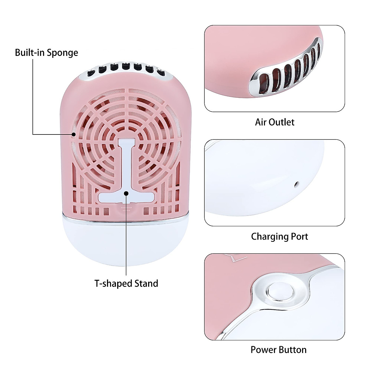 Afounda USB and Mini Portable Fans,Rechargeable Electric Handheld Air Conditioning Cooling Refrigeration Fan for Eyelash,Eyelash Extension,Nail Dryer(Pink)