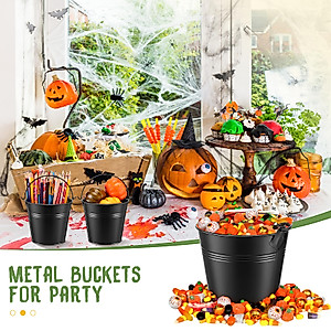 24 Pcs Metal Bucket 5 x 3.5 x 4.7 Inch Mini Party Buckets for Flower Pot Plant Basket Iron Small Metallic Pails with Handle for Toy Container Candy Snack Crafts Vase Party Favors (Black)