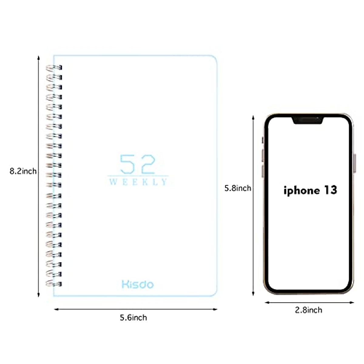 Kisdo Weekly Planner Undated Planner Book with Blue Fountain Ink Pen, To-Do List, Weekly Goals, Habit Tracker, 5.7" X 8" Inch for 52 Weeks Planning