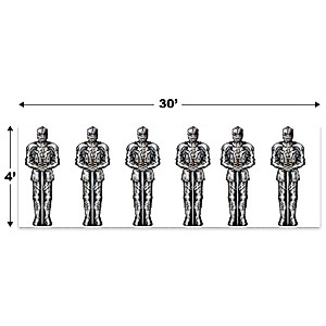 Beistle Wall of Knights Backdrop, 4' x 30', Clear/Black/Silver