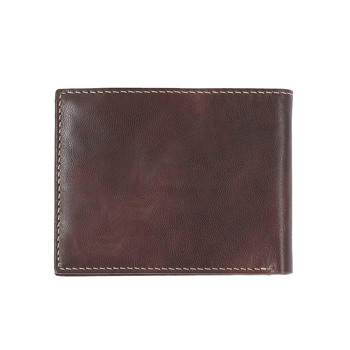 Steve Madden Men's Leather Wallet Extra Capacity Attached Flip Pockets, Brown/Antique, One Size