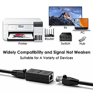 RuiPuo RJ45 Coupler Ethernet Cable Extender Adapter LAN Connector in Line Coupler Female to Female in Line Coupler for Cat5/Cat5e/Cat6/Cat7 Ethernet Cabler (Black 2 Pack)