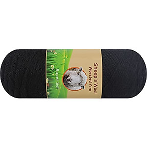 3-Pack Sheep’s 50% Wool Worsted Yarn for Knitting and Crocheting 10.5 oz, 495 Yards Imported (Black 13)